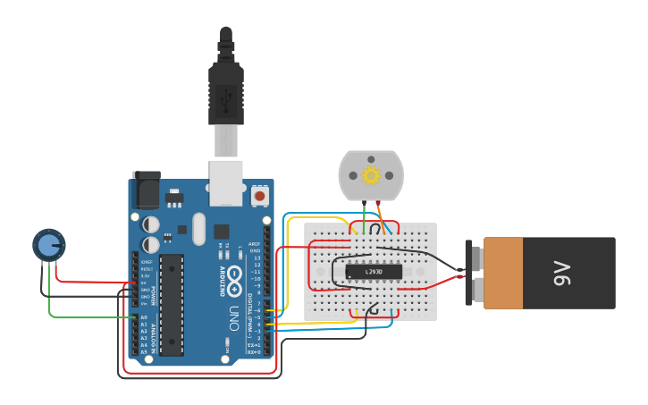 Circuit design L293D Robot | Tinkercad