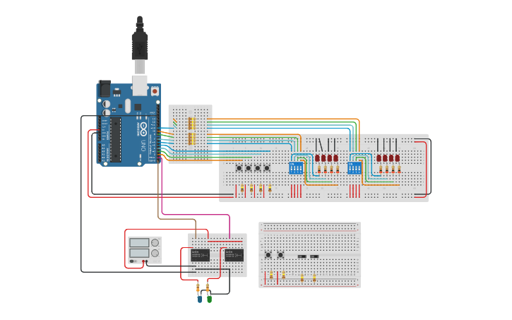 Circuit design Elevador de 4 pisos con Arduino - Tinkercad
