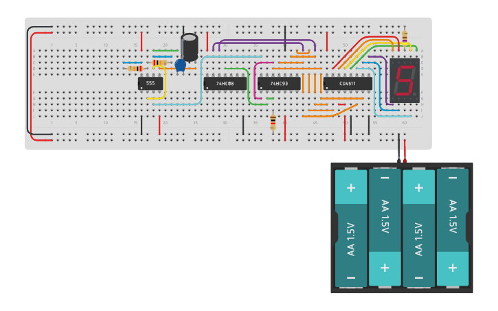 Circuit design Compact 0-9 Up Counter - Tinkercad