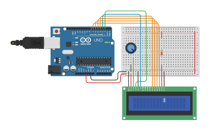 Circuit design Οθόνη LCD 16x2 | Tinkercad