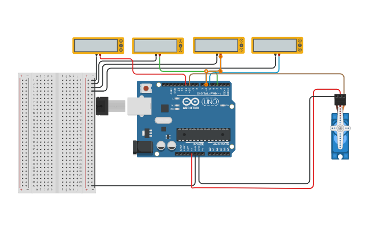 Circuit design Servo affect to PWM output - Tinkercad