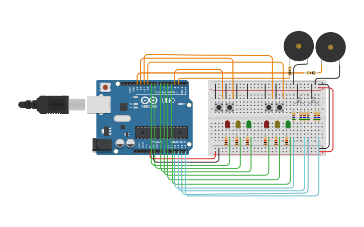 Circuit design Traffic control - Tinkercad