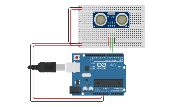 Circuit design Ultrasonic-sensor - Tinkercad Circuit design Ultrasonic-sensor - Tinkercad