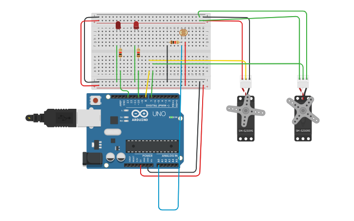 Circuit design CONTROL DOS SERVOMOTORES CICLOS | Tinkercad