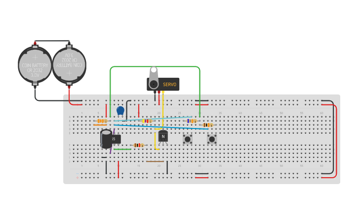 Circuit design Servo Motor + NE555 - Tinkercad