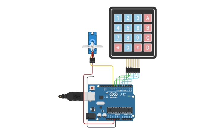 Circuit Design Arduino Keypad Servo Motor Control Tinkercad