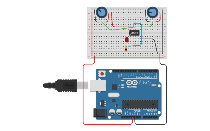 Circuit design LM393 - Tinkercad
