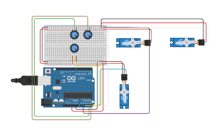 Circuit design Mão Mecânica - Tinkercad