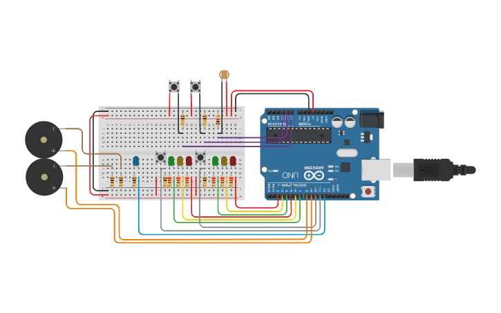 Circuit design Copy of Maqueta Semaforo | Tinkercad Circuit design Copy of Maqueta Semaforo | Tinkercad