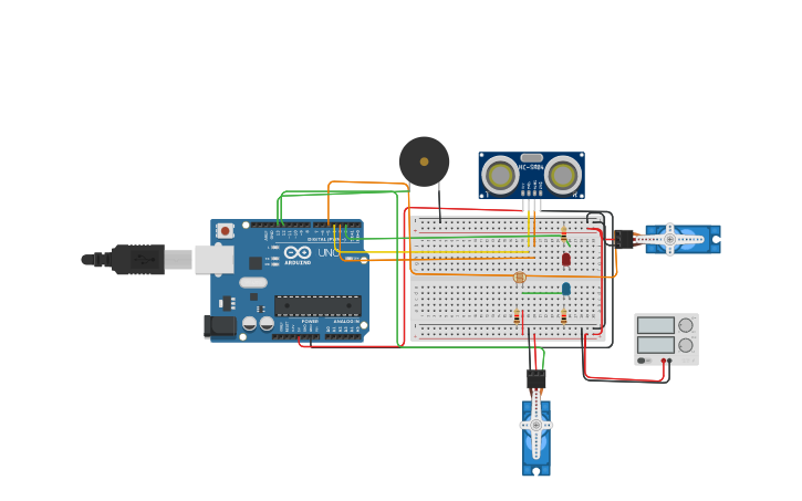 Circuit design sistema de seguridad | Tinkercad