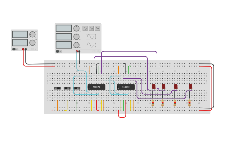 Circuit design Asynchronous Down Counter - Tinkercad