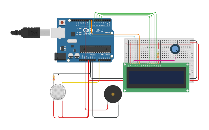 Circuit design Gas Sensor - Tinkercad