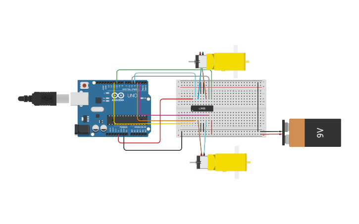 Circuit design Prática 7 - Robot | Tinkercad