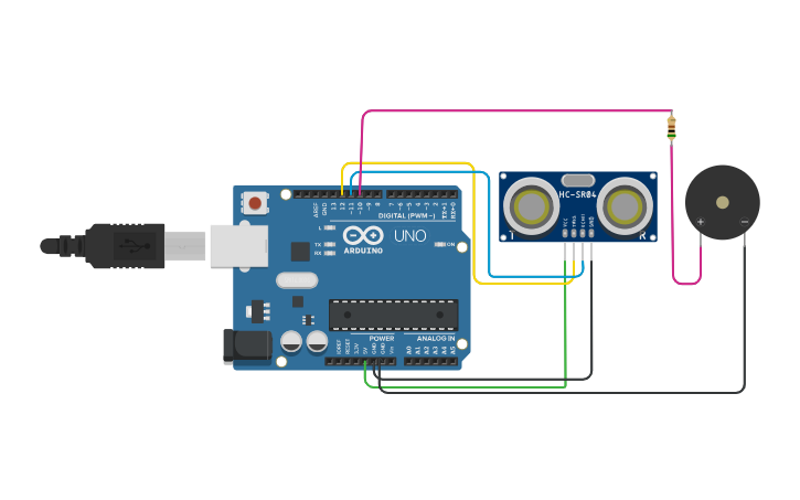 Circuit design Obstacle detection - Tinkercad