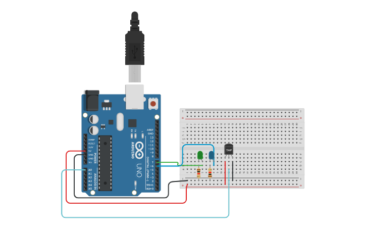 Circuit design Sensor de Temperatura | Tinkercad
