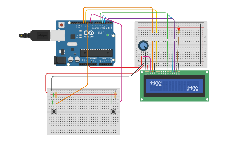 Circuit design button controlled scrolling | Tinkercad Circuit design button controlled scrolling | Tinkercad