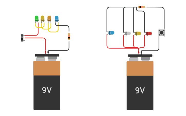 Circuit design Conectando Leds en Serie y en Paralelo | Tinkercad