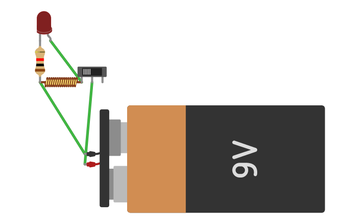 Circuit design Inductor with led - Tinkercad