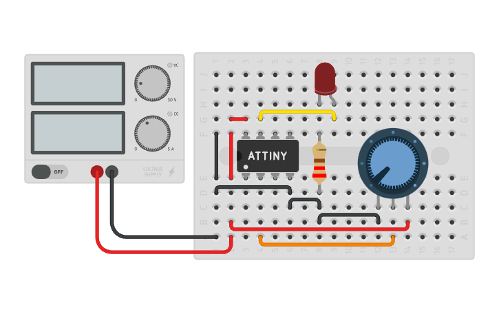 Circuit Design Led Controlled Attiny Tinkercad