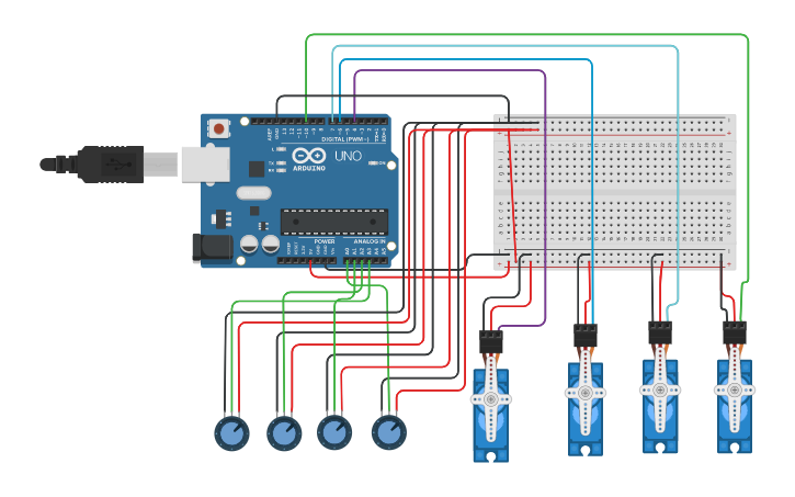 Circuit design Robotic Arm - Tinkercad
