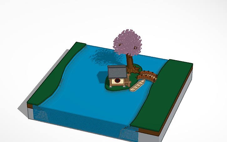 3D design Japanese scene - Tinkercad