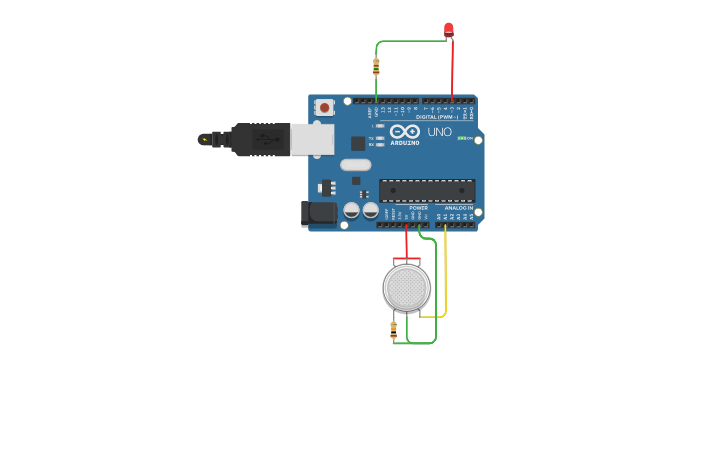 Circuit design Gas Detector - Tinkercad