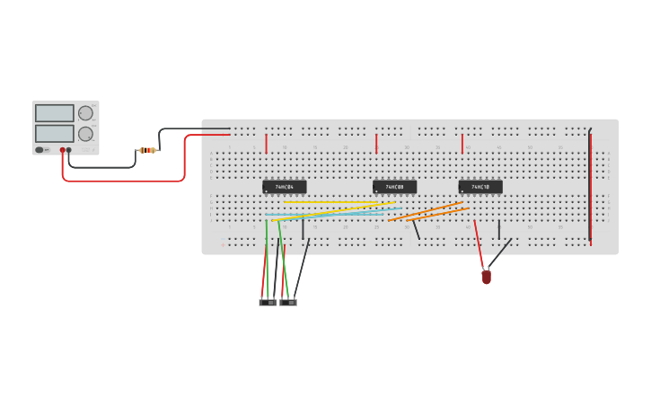 Circuit design 20CE057 : XOR gate using AOI - Tinkercad