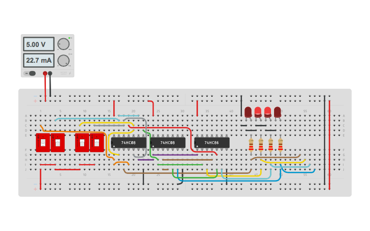 Circuit design Multiplicador 2 bits - Tinkercad