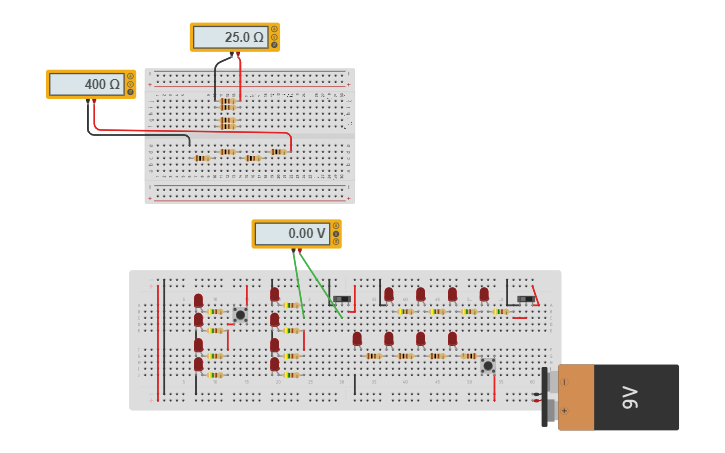 Circuit design resistor series & parallel - Tinkercad