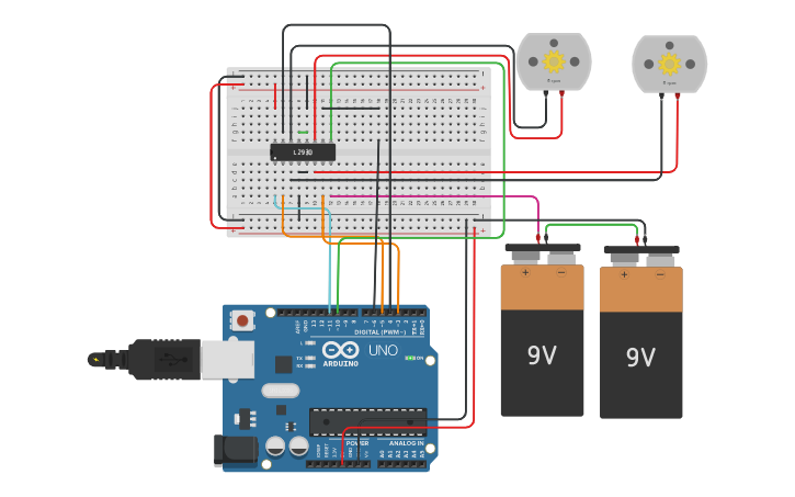 Circuit design Manu L293D | Tinkercad
