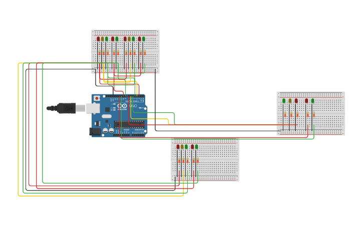 Circuit design Semáforo - Atividade 1 | Tinkercad