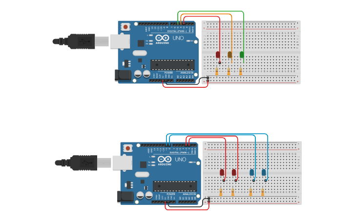 Circuit design Proyectos con LEDS - Tinkercad