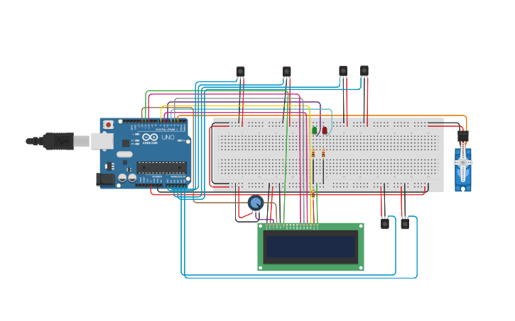 Circuit design SMART-PARKING-SYSTEM - Tinkercad