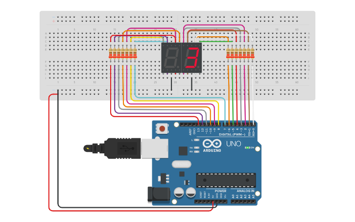 Circuit design Number Sequence - Tinkercad