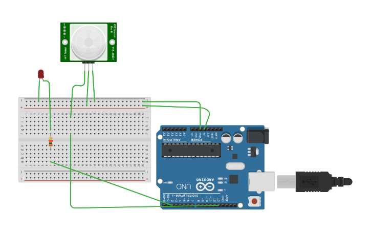 Circuit design PIR Sensor - Tinkercad
