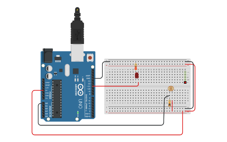 Circuit design Circuito para Efeito Fading com LED e LDR | Tinkercad