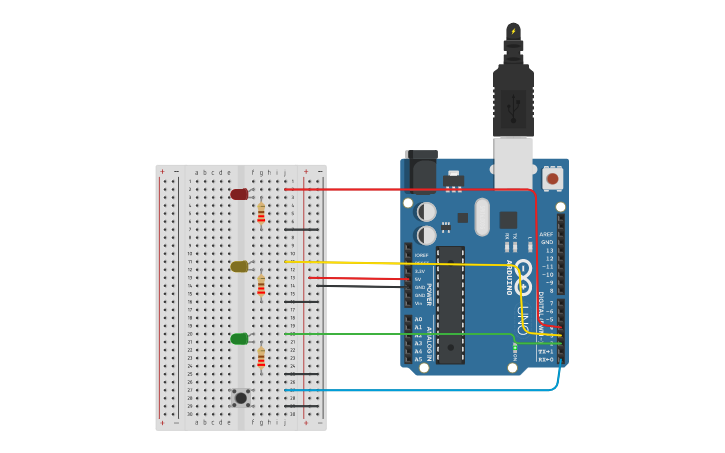 Circuit design Traffic Light Example - Tinkercad