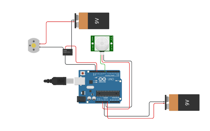 Circuit design sensor torreta airsoft - Tinkercad