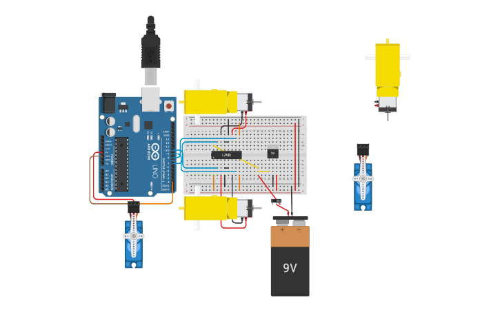 Circuit design Robot con Bluetooth - Tinkercad