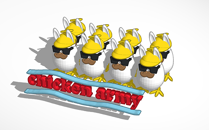 3D design chicken army - Tinkercad