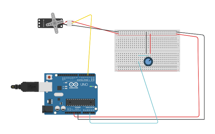 Circuit design 1-servo motor con potenciometro - Tinkercad