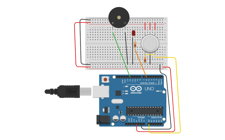 Circuit Design Smoke Sensor Tinkercad