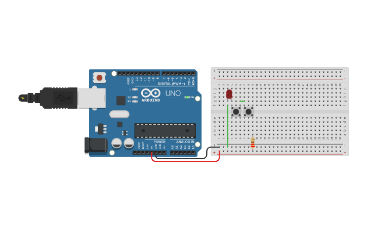 Circuit design Series Connection Push button - Tinkercad
