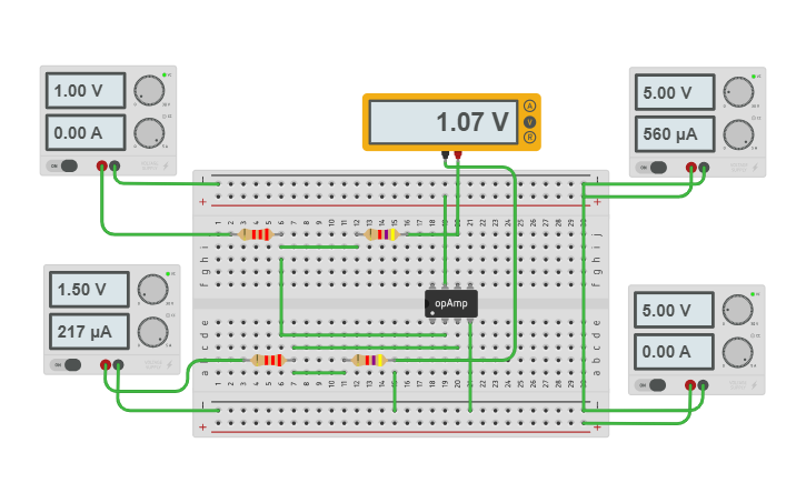 Circuit design Differential Amp - Tinkercad