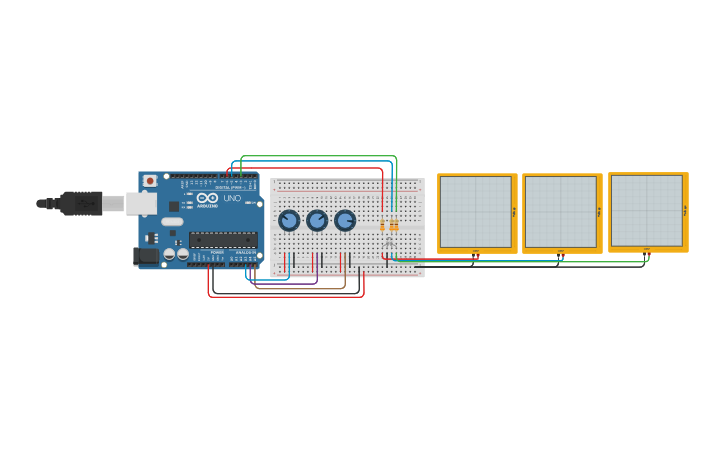Circuit design Arduino LED RGB variable - Tinkercad