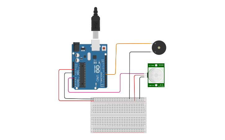 Circuit design Motion dectector - Tinkercad