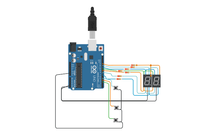 Circuit design Contador 2 digitos - Tinkercad