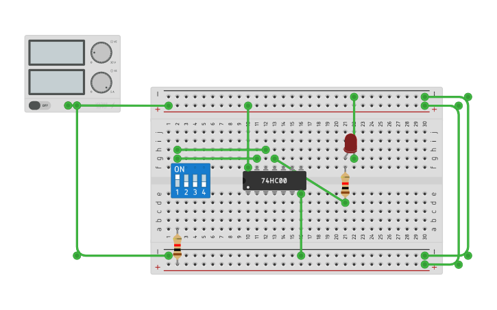 Circuit design NOT Gate using NAND Gate - Tinkercad