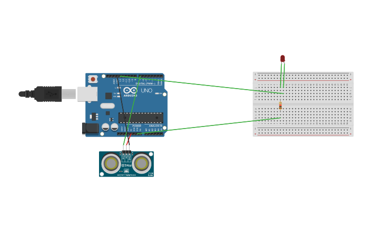 Circuit design Ultrasonic Sensor | Tinkercad