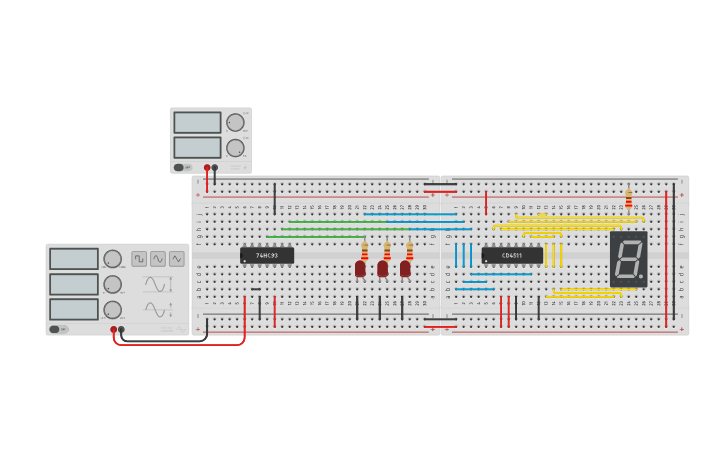Circuit design 3-bit Binary Counter - Tinkercad